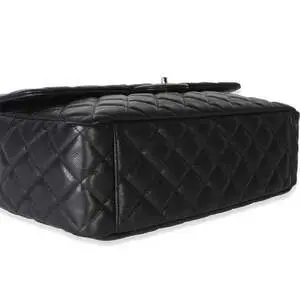 Chanel 24c Quilted Caviar Maxi Xxl Travel Flap Bag - Black