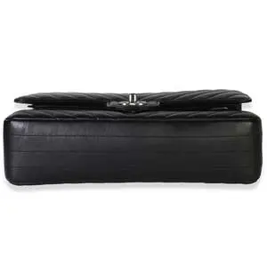 Chanel Chevron Lambskin Classic Double Flap Bag - Black