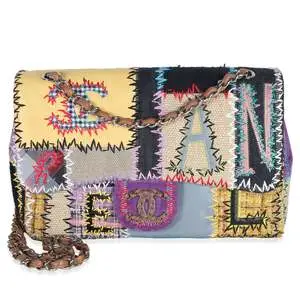 Chanel Denim Tweed Patchwork Jumbo Single Flap Bag