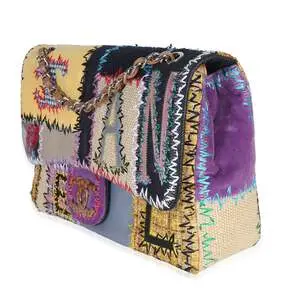 Chanel Denim Tweed Patchwork Jumbo Single Flap Bag