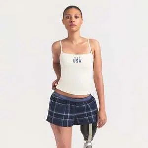 SKIMS Cotton Jersey Paralympic Cami Top | White | | For Team Usa