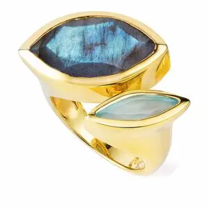NEOLA DESIGN Celestine Ring Labradorite & Chalcedony - Gold