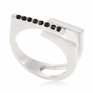 NEOLA DESIGN Neringa Silver Stacking Ring With Black Onyx - Black/gray