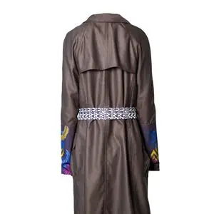 ARSHYS Leaves Wool Trench Coat - Grey