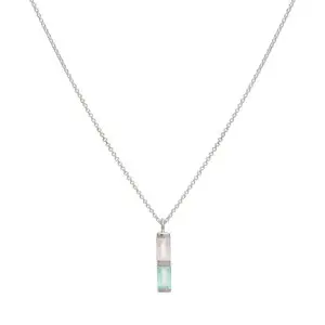 NEOLA DESIGN Necklace With Aqua Chalcedony & Rose Quartz Gemstones - Silver
