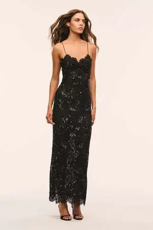 LoveShackFancy Ciona Embellished Lace Gown - Black