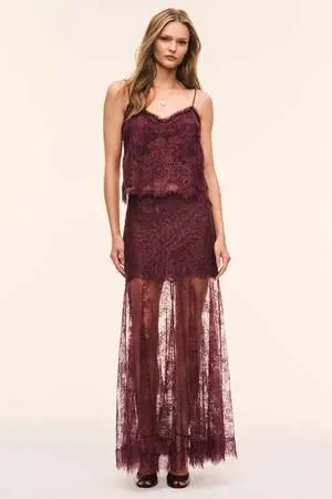 LoveShackFancy Carline Lace Maxi Skirt - Black