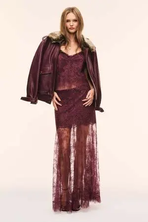LoveShackFancy Carline Lace Maxi Skirt - Black
