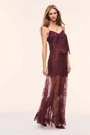 LoveShackFancy Carline Lace Maxi Skirt - Black