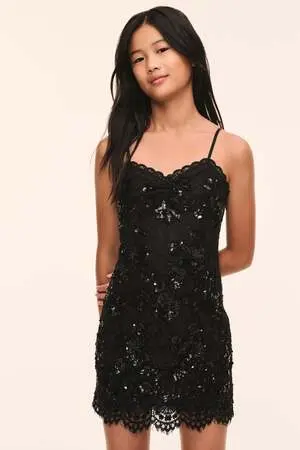 LoveShackFancy Tween Embellished Lace Jetta Dress - Black