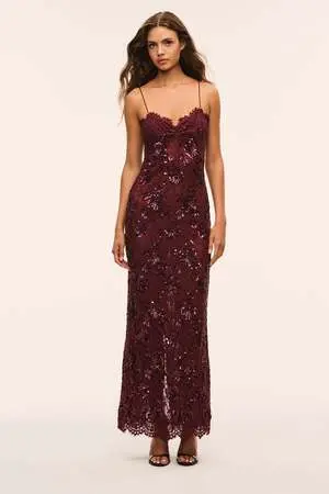 LoveShackFancy Ciona Dress - Bordeaux