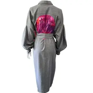 ARSHYS Jaku Dress: Draped Cotton Shirt Dress With Hand-painted Silk Detail