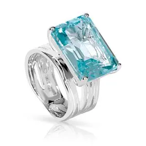 NEOLA DESIGN Pietra Blue Topaz Sterling Cocktail Ring - Silver