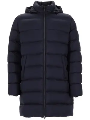 Herno Long Down Jacket With Hood - Blue