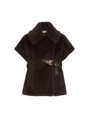 Max Mara Belted Faux Fur Jacket - Black