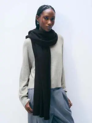 WHITE & WARREN Cashmere Mini Scarf In Size - Black