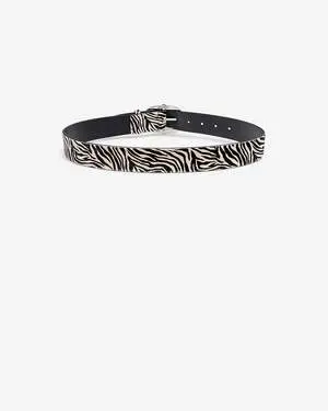 Isabel Marant Étoile Lapae Leopard-print Leather Belt - Zebra / Palladium