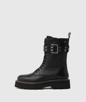 Karl Lagerfeld Kyla Lace-up Buckle Boots - Black