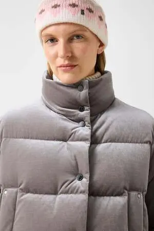 Bogner Oliva Velvet Quilted Down Jacket - Gray-brown
