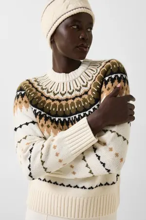 Bogner Ina Cashmere Norwegian Pullover - Off-white/camel/coffee