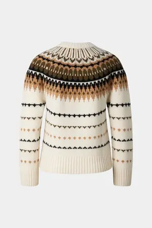 Bogner Ina Cashmere Norwegian Pullover - Off-white/camel/coffee