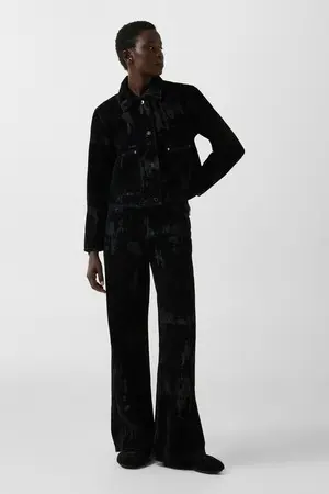 Bogner Lore Velvet Trim Denim Jacket