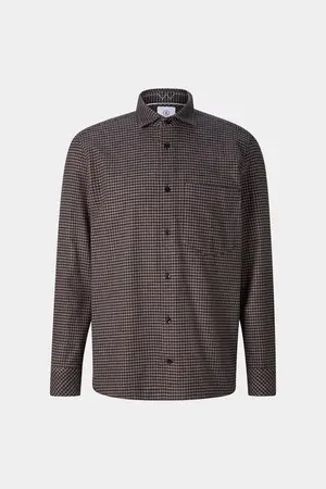 Bogner Hardy Cotton Flannel Shirt - Coffee/beige/navy