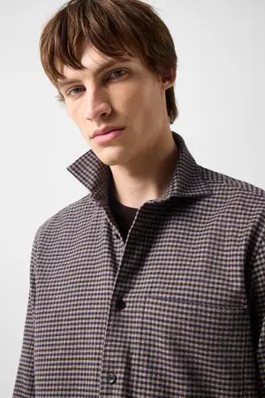 Bogner Hardy Cotton Flannel Shirt - Coffee/beige/navy