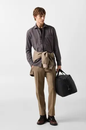 Bogner Hardy Cotton Flannel Shirt - Coffee/beige/navy