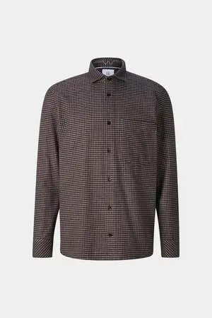 Bogner Hardy Cotton Flannel Shirt - Coffee/beige/navy