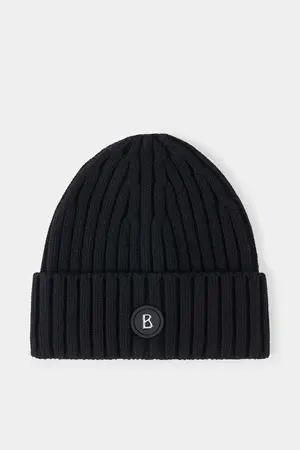 Bogner Bony Ribbed Knit Beanie With Logo Patch - Black