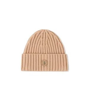 Bogner BOGNER Bony Ribbed Knit Beanie With Logo Patch Camel