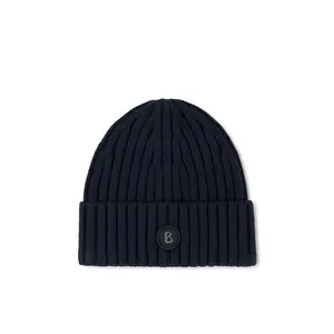 Bogner BOGNER Bony Ribbed Knit Beanie With Logo Patch Navy