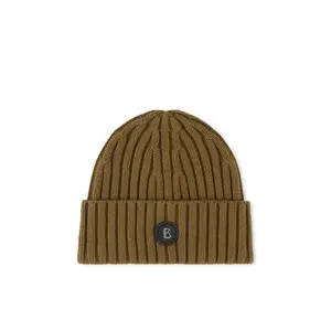 Bogner BOGNER Bony Ribbed Knit Beanie With Logo Patch Olive