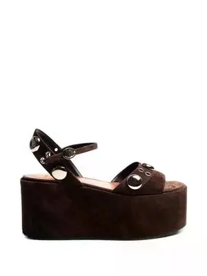 VALENTINO RED Nellcote Embellished Wedge Sandals - Brown