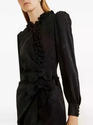 Alessandra Rich Ruffled Silk Jacquard Mini Dress