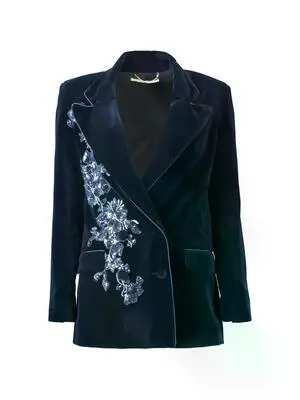Borgo De Nor Quinn Sequin-embellished Velvet Blazer - Blue