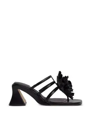 MIISTA Hara Floral Applique Multi-strap Sandals - Black