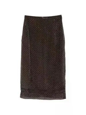 Maje Rhinestone-embellished Crinkled Midi Skirt - Brown