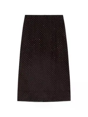 Maje Rhinestone Embellished Crinkled Midi Skirt - Brown