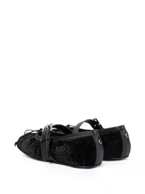 ANN DEMEULEMEESTER Paisley-embroidered Velvet Ballet Flats