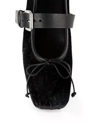ANN DEMEULEMEESTER Paisley-embroidered Velvet Ballet Flats