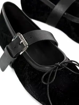 ANN DEMEULEMEESTER Paisley-embroidered Velvet Ballet Flats