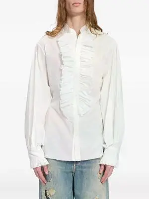 ANN DEMEULEMEESTER Ruffled-trim Long-sleeve Shirt - White