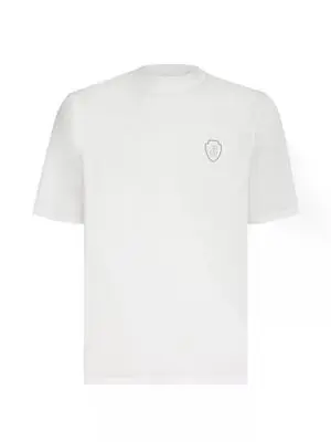 Brunello Cucinelli Techno Piqué Mock-neck T-shirt With Logo - White