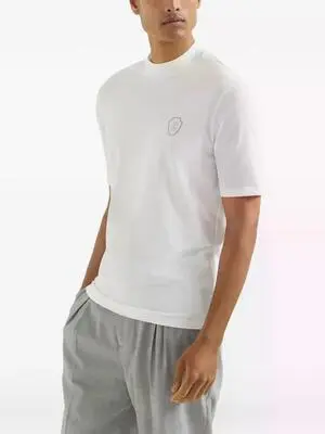 Brunello Cucinelli Techno Piqué Mock-neck T-shirt With Logo