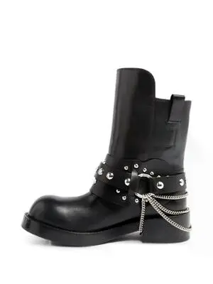 ANN DEMEULEMEESTER Tuxon Studded Chain-detail Boots