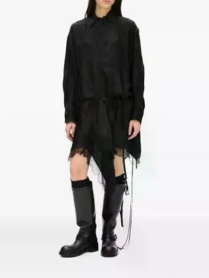 ANN DEMEULEMEESTER Paisley-jacquard Lace-trim Mini Dress - Black