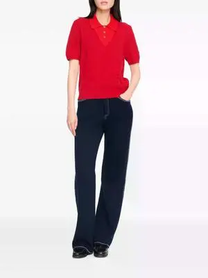 BARRIE Topstitched Cashmere Polo Shirt