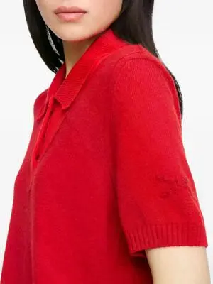 BARRIE Topstitched Cashmere Polo Shirt